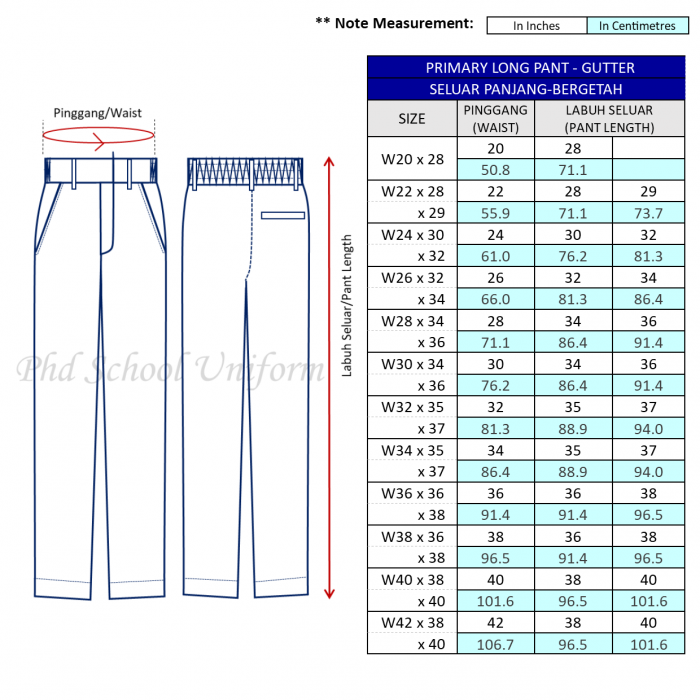 PhD Primary School Uniform Black Long Pants | PhD Seluar Panjang ...